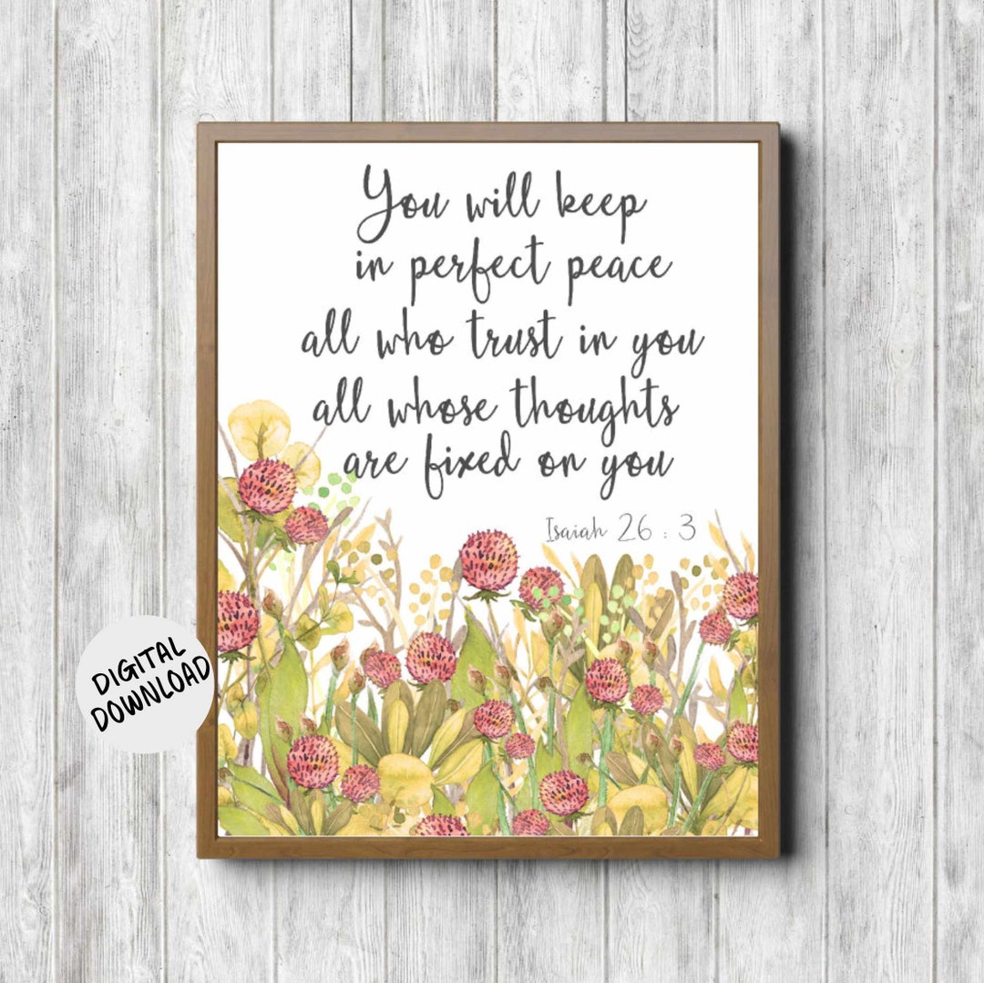 Rustic Scripture Wall Art Printable- Isaiah 26 :3 Bible Verse Poster ...