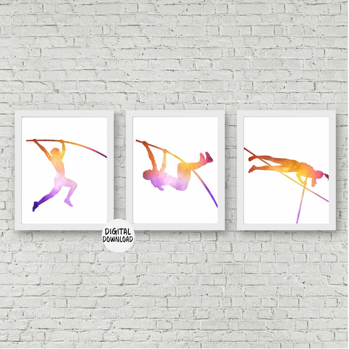 Printable Female Pole Vault Poster - Set of 3 Track & Field Art Prints ...