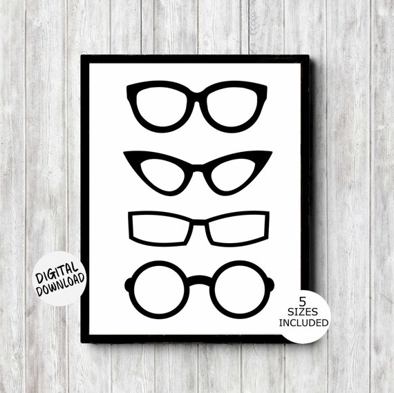 Eyeglass Printable Wall Decor Spectacles Wall Art Hipster | Etsy