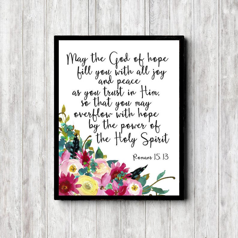 Romans 15 : 13 Scripture Printable Wall Art God of Hope | Etsy