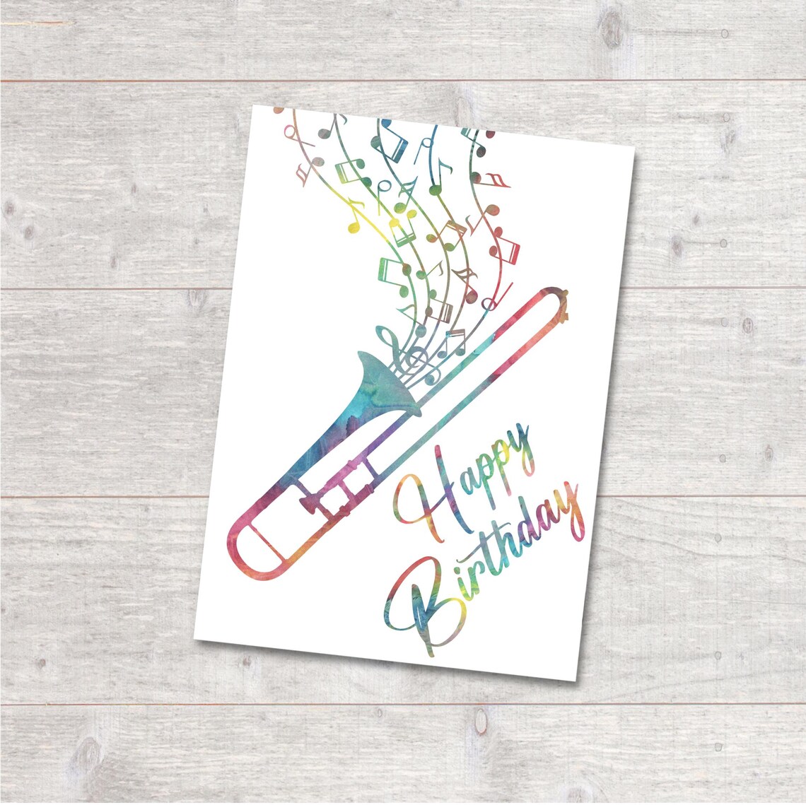 Printable Trombone Birthday Card for Trombonist, Student or Teacher ...