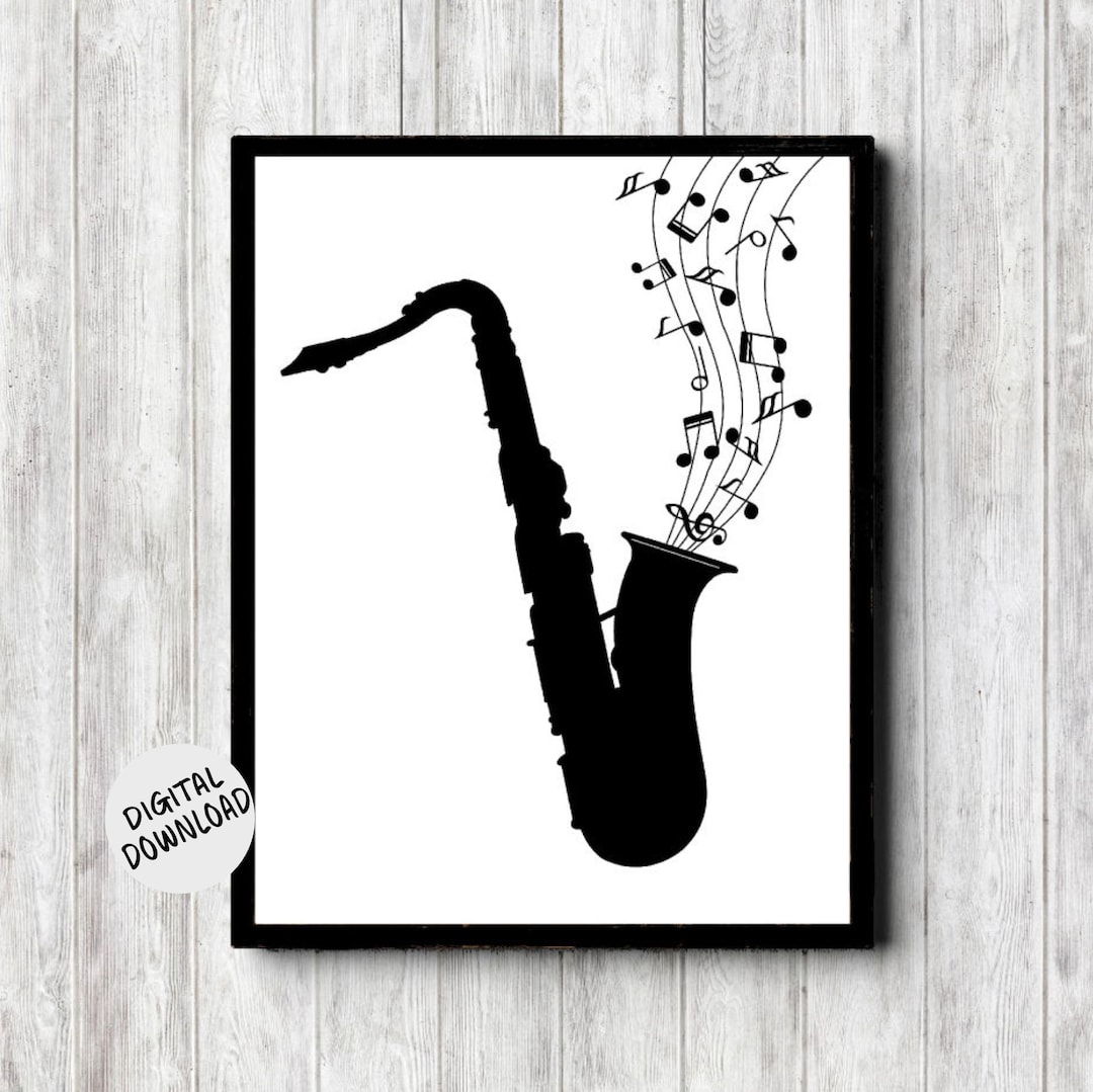 Instant Download - Tenor Saxophone Wall Art Print - Music Notes Poster ...
