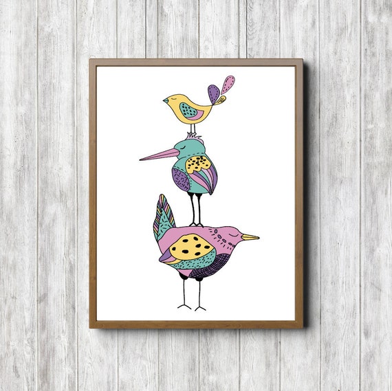 Three Little Birds Art Printable whimsical Nursery /girls | Etsy