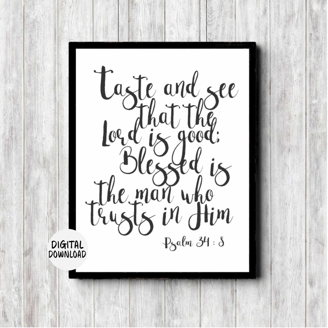 Scripture Printable Wall Art - Psalm 34 :8 -teen Scripture Print -taste ...