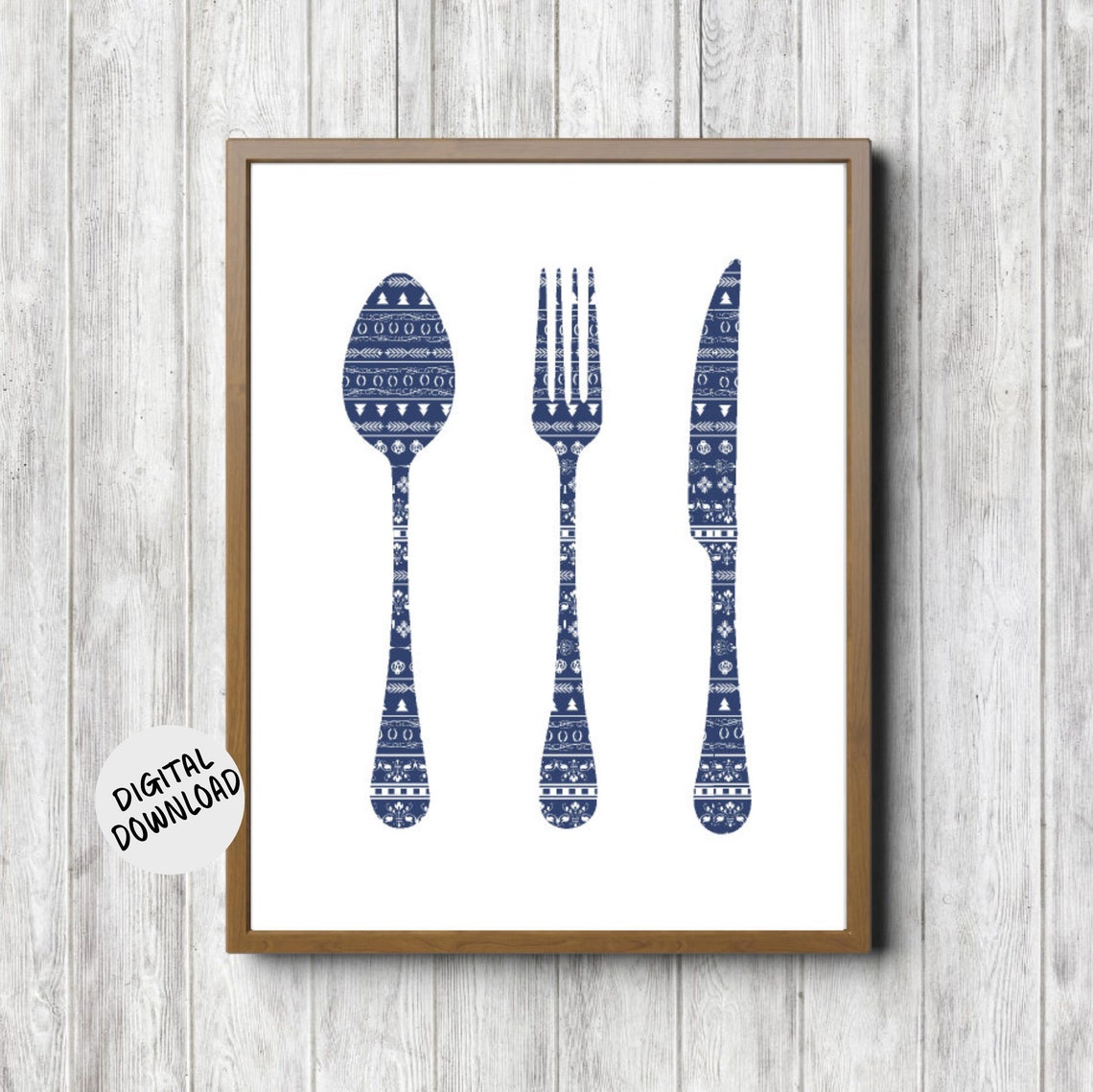 Printable Spoon/ Fork/ Knife Kitchen Wall Decor Flatware | Etsy