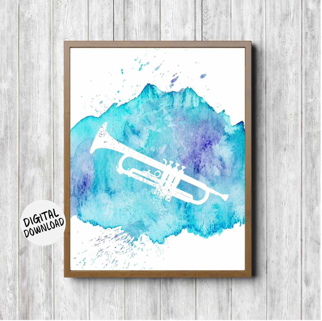 Printable Music Theme Trumpet Nursery / Dorm / Office Decor / Wall Art ...
