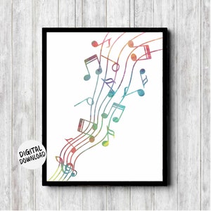 Watercolor Music Notes Printable Wall Art - Gift for Musician/ Music ...