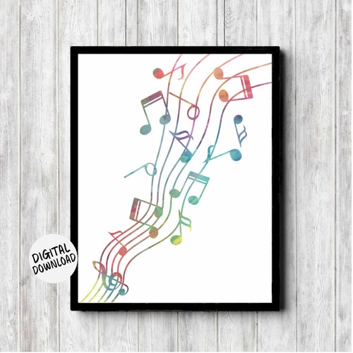 Printable Music Notes on Staff Wall Art gift for Musician / - Etsy