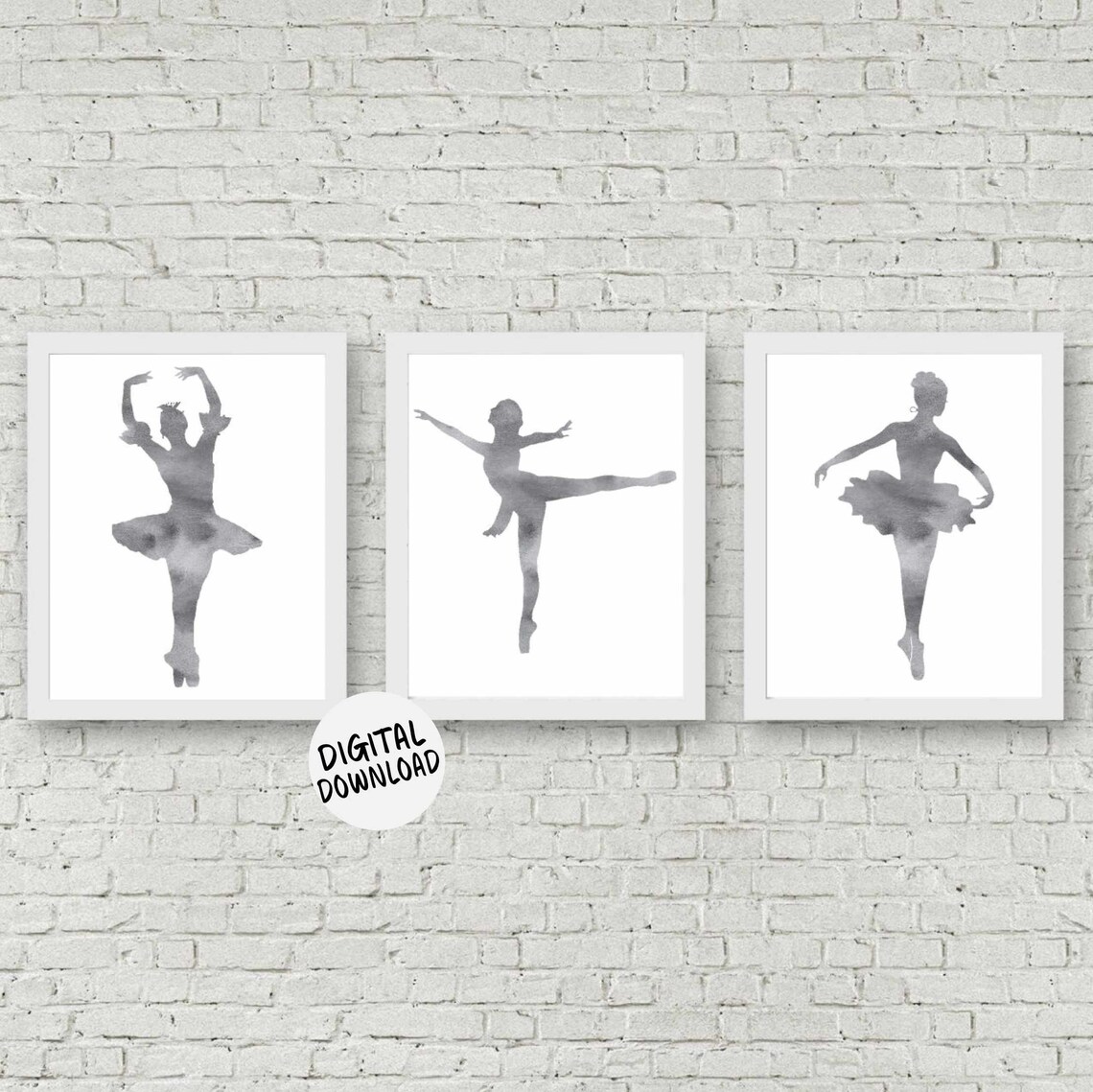 Set of 3 Art Prints Printable Watercolor Ballet Dancers Wall | Etsy
