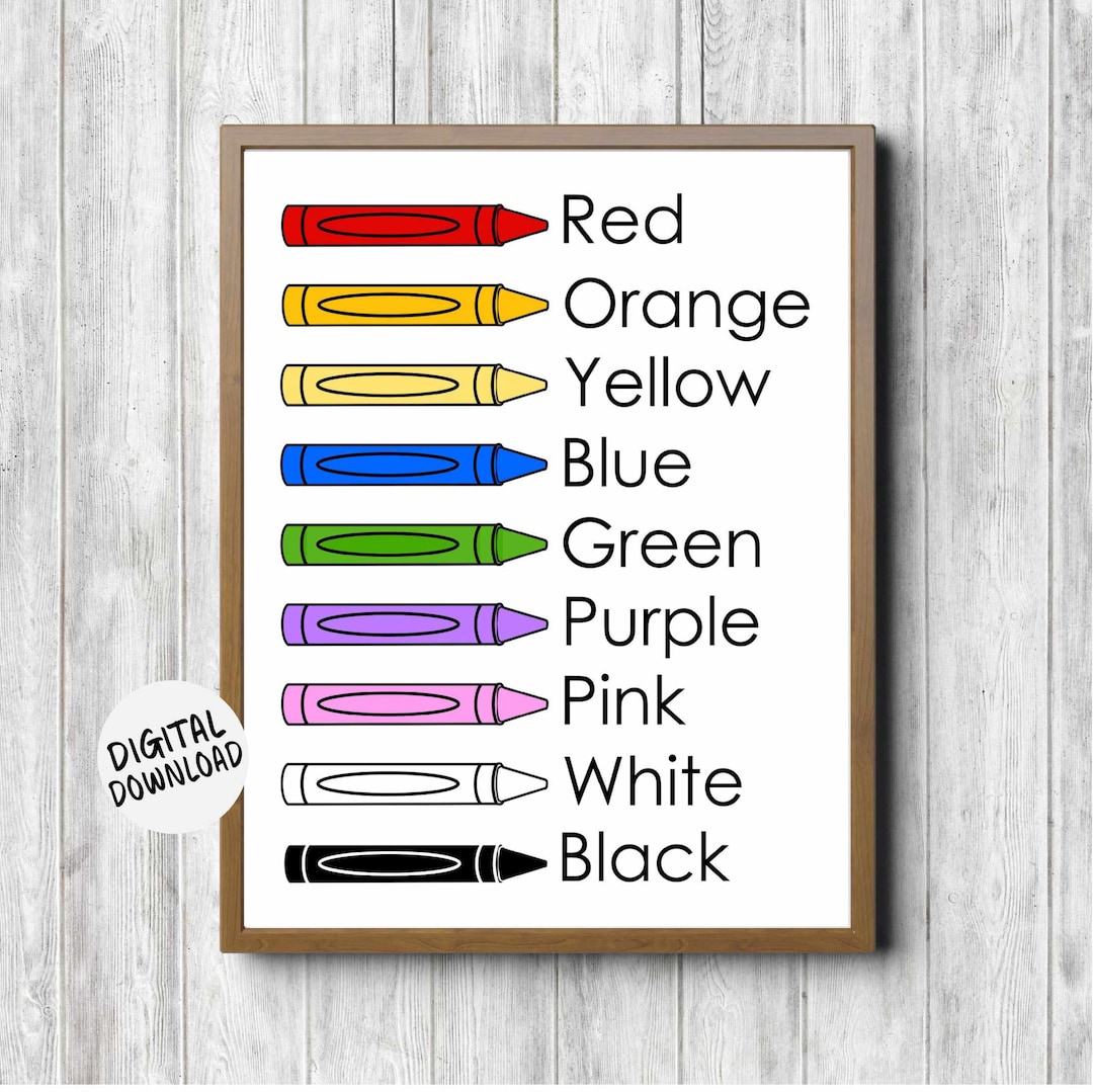 Educational Color Chart Printable Classroom / Nursery Wall - Etsy