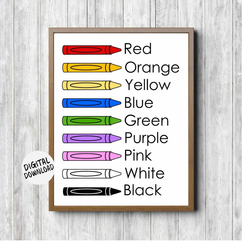 Educational Color Chart Printable Classroom / Nursery Wall - Etsy México