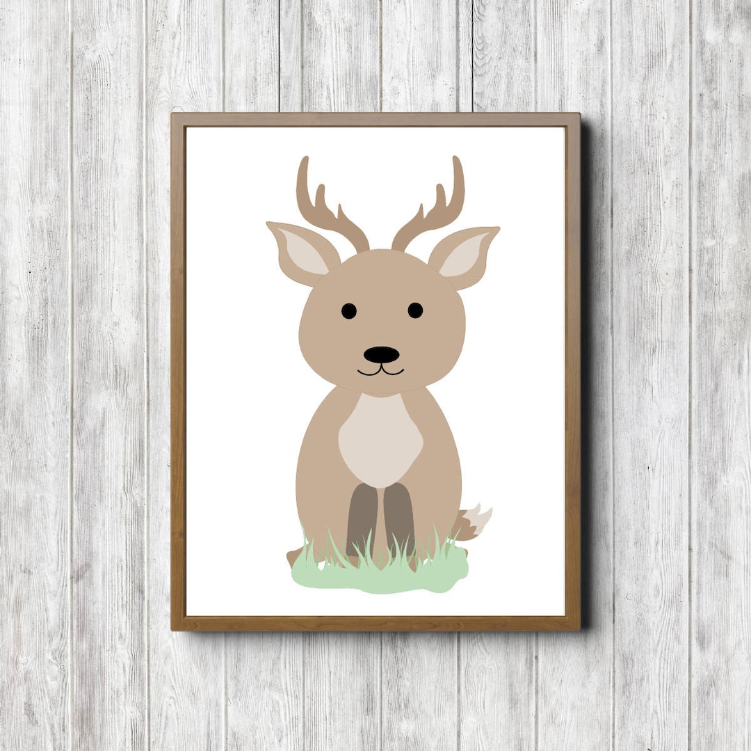 Cute Deer Printable Poster Woodland Animal Nursery Wall Art Print for ...