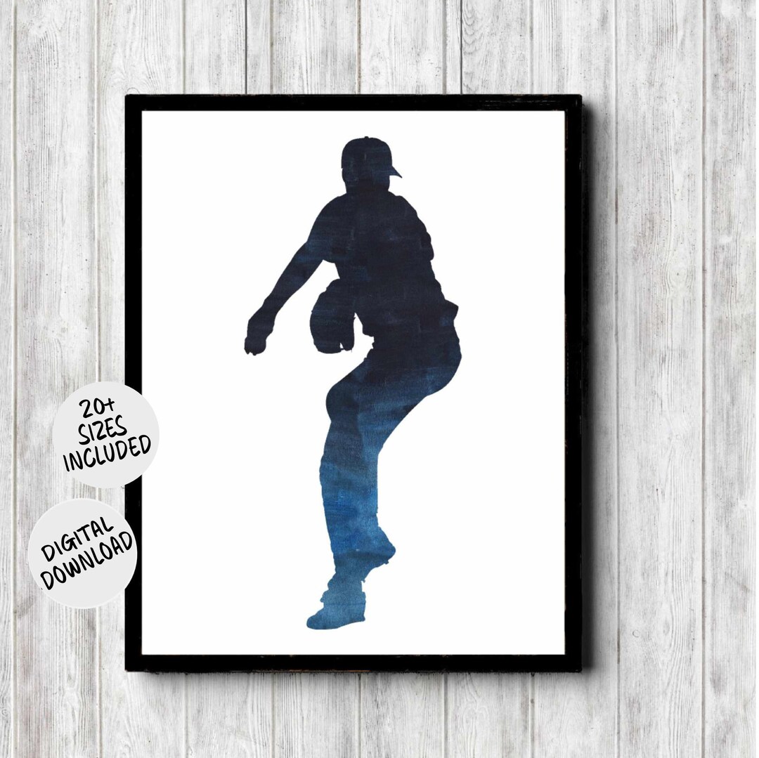 Baseball Pitcher Printable Wall Art - Sports Gift for Men /boyfriend ...