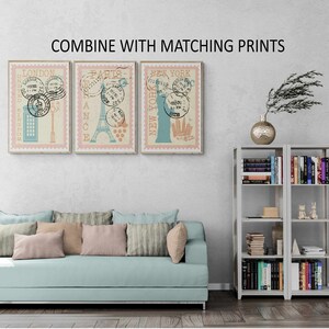 Retro Paris Travel Poster, Paris Theme Pastel Nursery Art, French ...