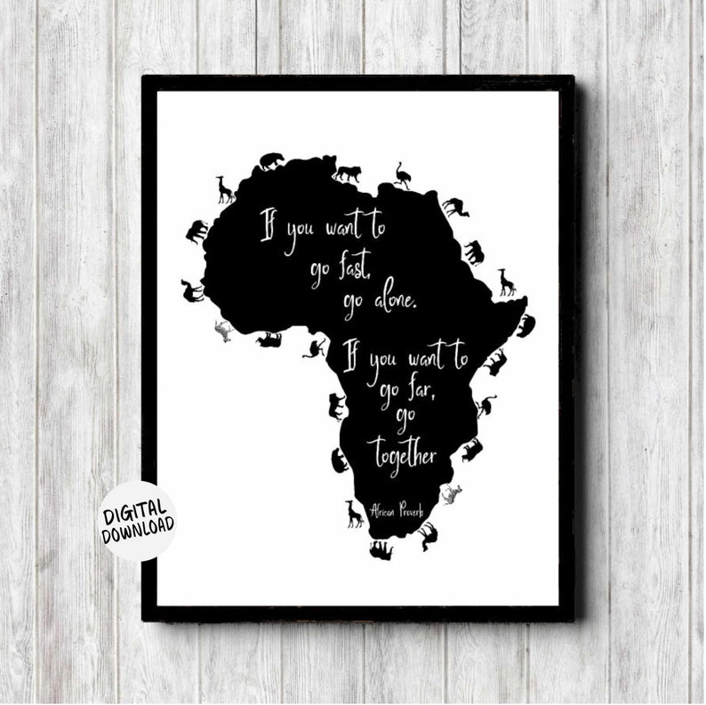 Printable African Proverb /quote Wall Art - African Continent With ...