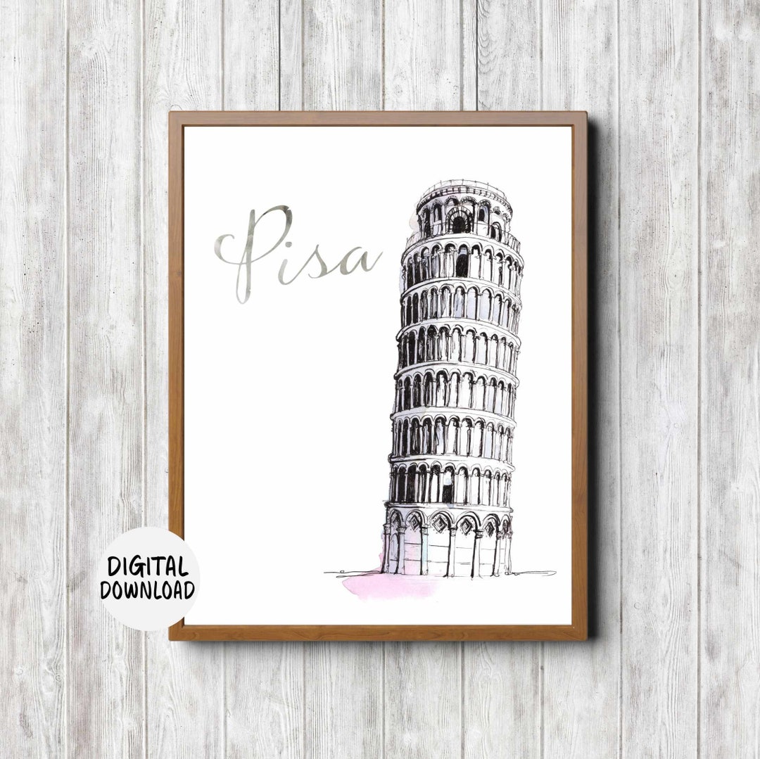 Leaning Tower of Pisa - Italy Themed Printable Wall Art - Watercolor ...