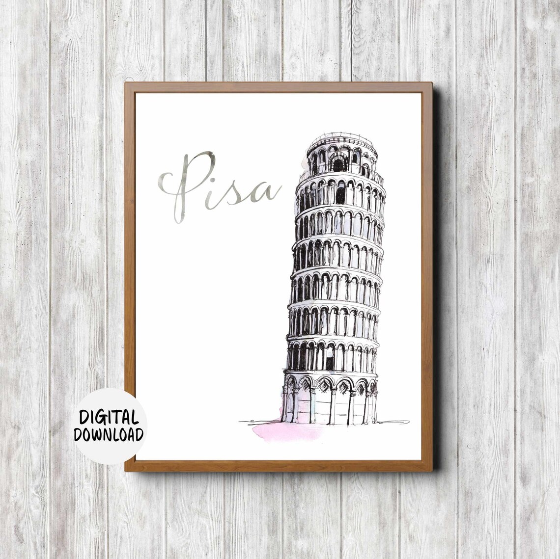 Leaning Tower of Pisa Italy Themed Printable Wall Art - Etsy