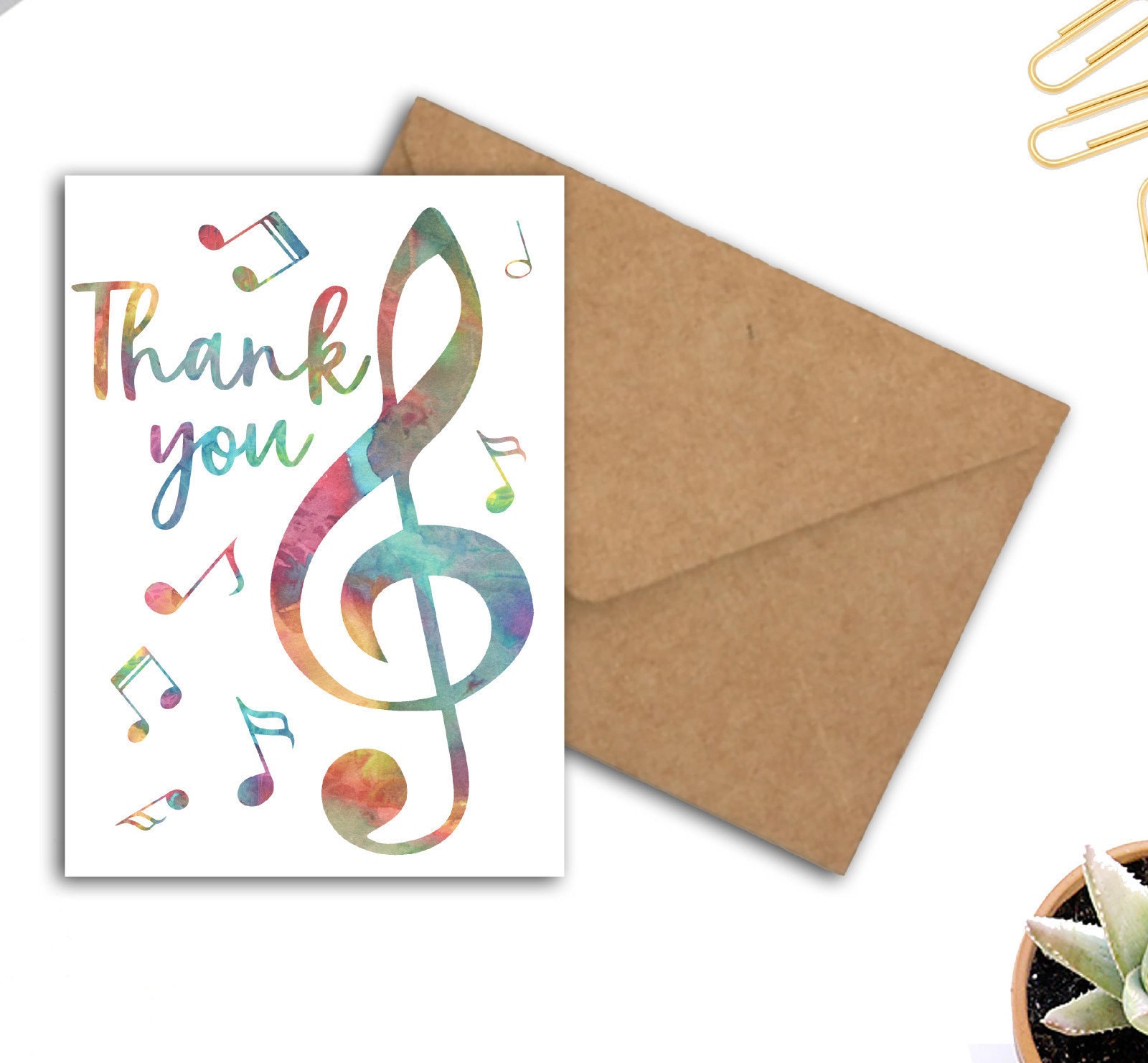 Printable Thank You Card With Treble Clef & Music Notes for - Etsy