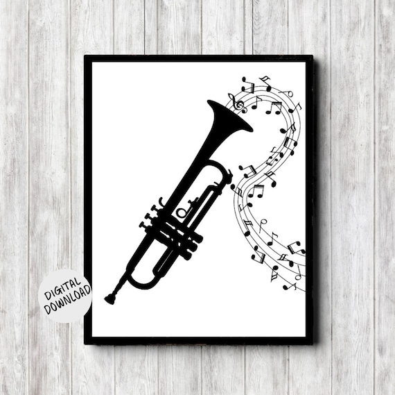 Printable Music Art Poster Trumpet Wall Art Music Notes | Etsy