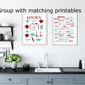 Printable Kitchen Wall Art - Food Related Hostess Gift - Turquoise ...