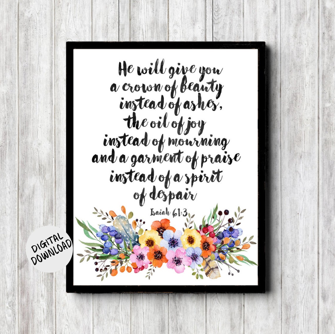 Isaiah 61 :3 Colorful Printable Scripture Wall Art Beauty - Etsy