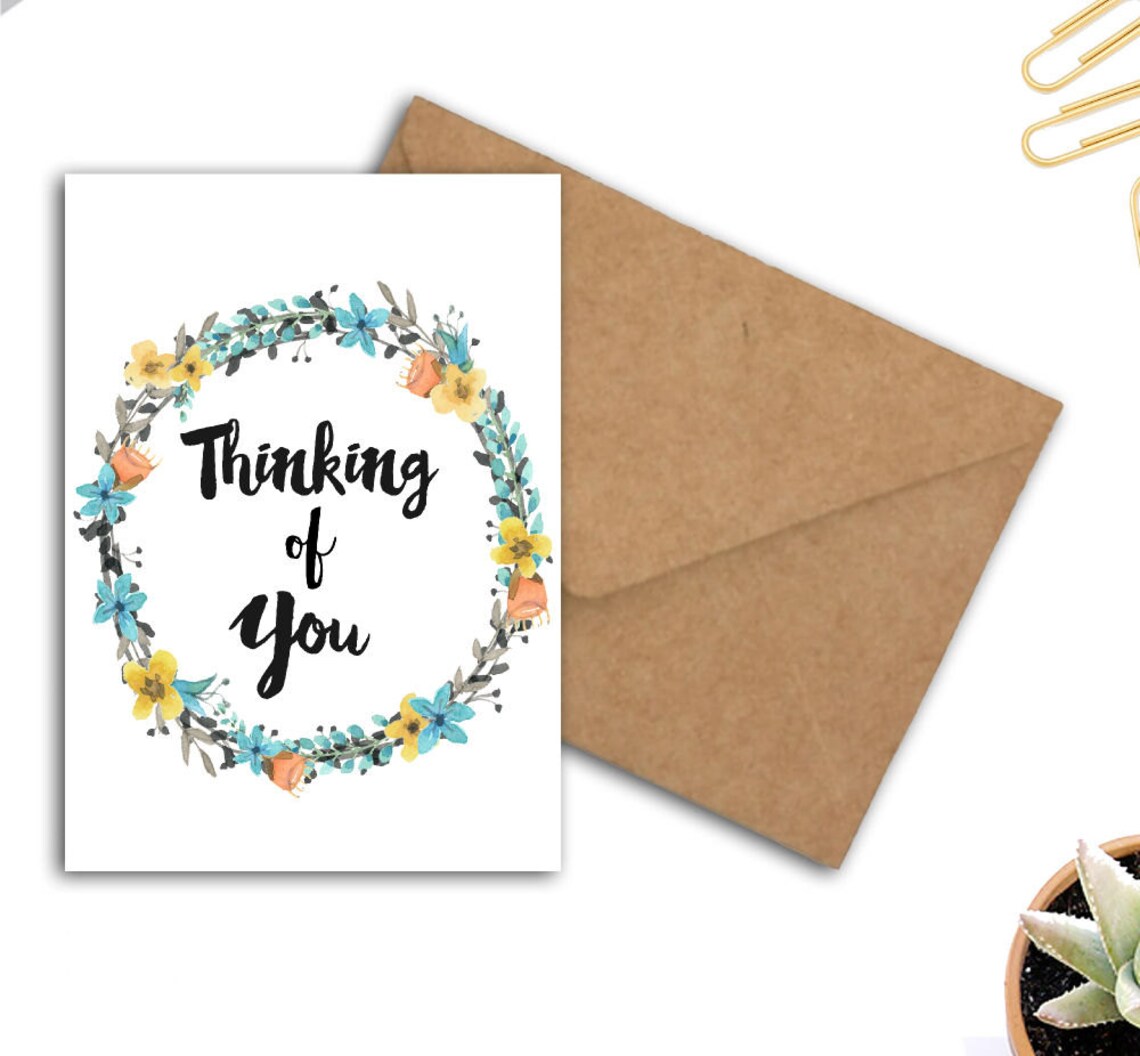 Thinking Of You Printable Greeting Card For Girl / Women | Etsy