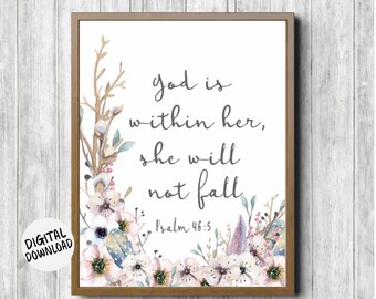 Psalm 46 : 5 Printable Scripture Nusery Wall Art God is | Etsy