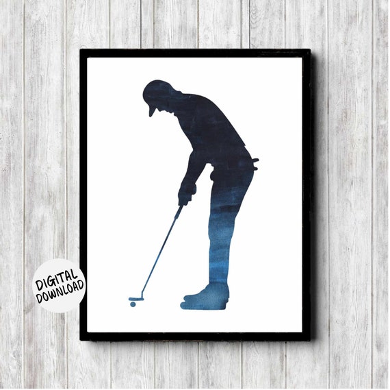 Printable Golf Player Silhouette Wall Art Watercolor Golf - Etsy