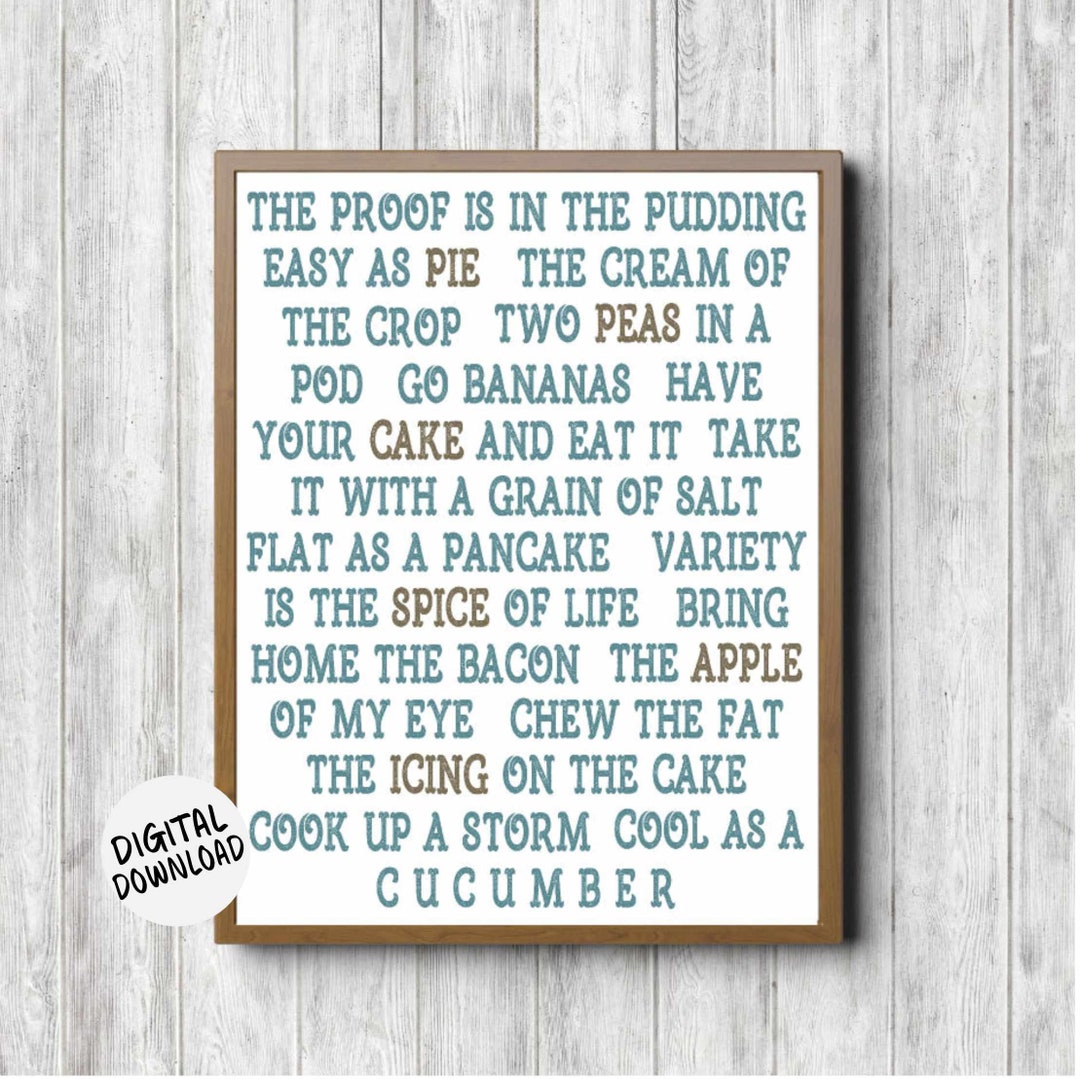 Instant Download Kitchen Sayings / Quote Poster Subway Art - Etsy