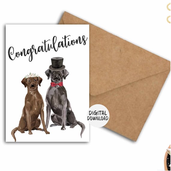 Printable Dogs Wedding / Engagement Congratulations Card | Etsy