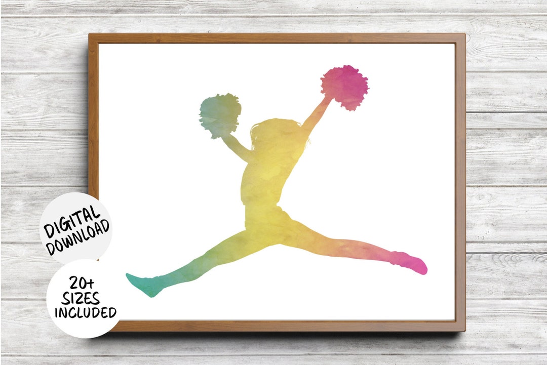 Cheer Silhouette Printable - Cheerleading Print for College Dorm Decor ...