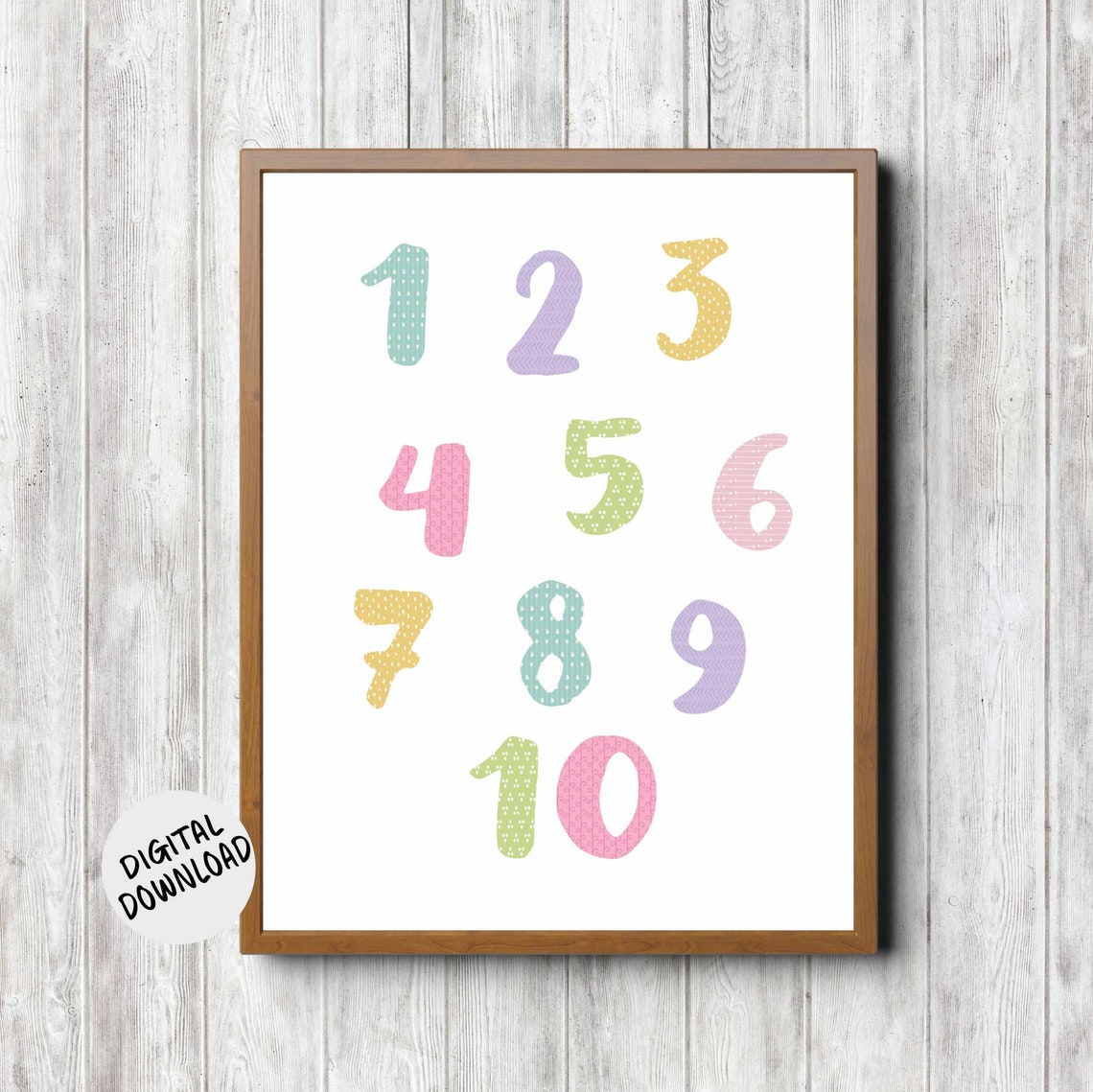 Numbers Printable Girl Nursery Wall Art Poster Educational - Etsy