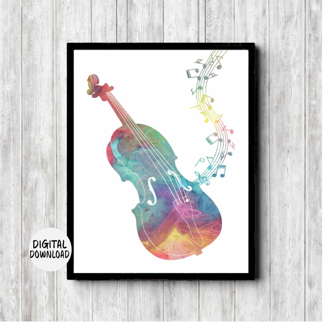 Watercolor Violin Printable Wall Art- Gift for Musician /music Teacher ...
