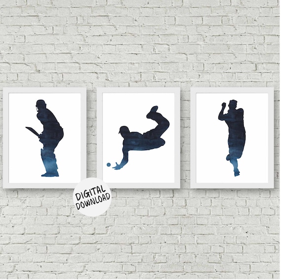 Cricket Printable Batsman / Fielder / Bowler Set of 3 Art - Etsy