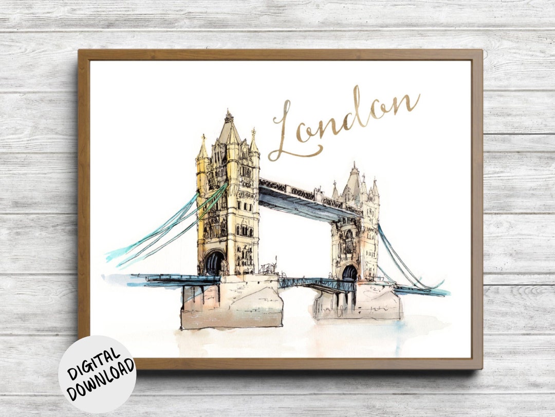 London Bridge Watercolor Printable Wall Art - Landmark Nursery / Office ...