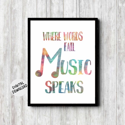 Where Words Fail Music Speaks Hand Painted Quote Print - Etsy