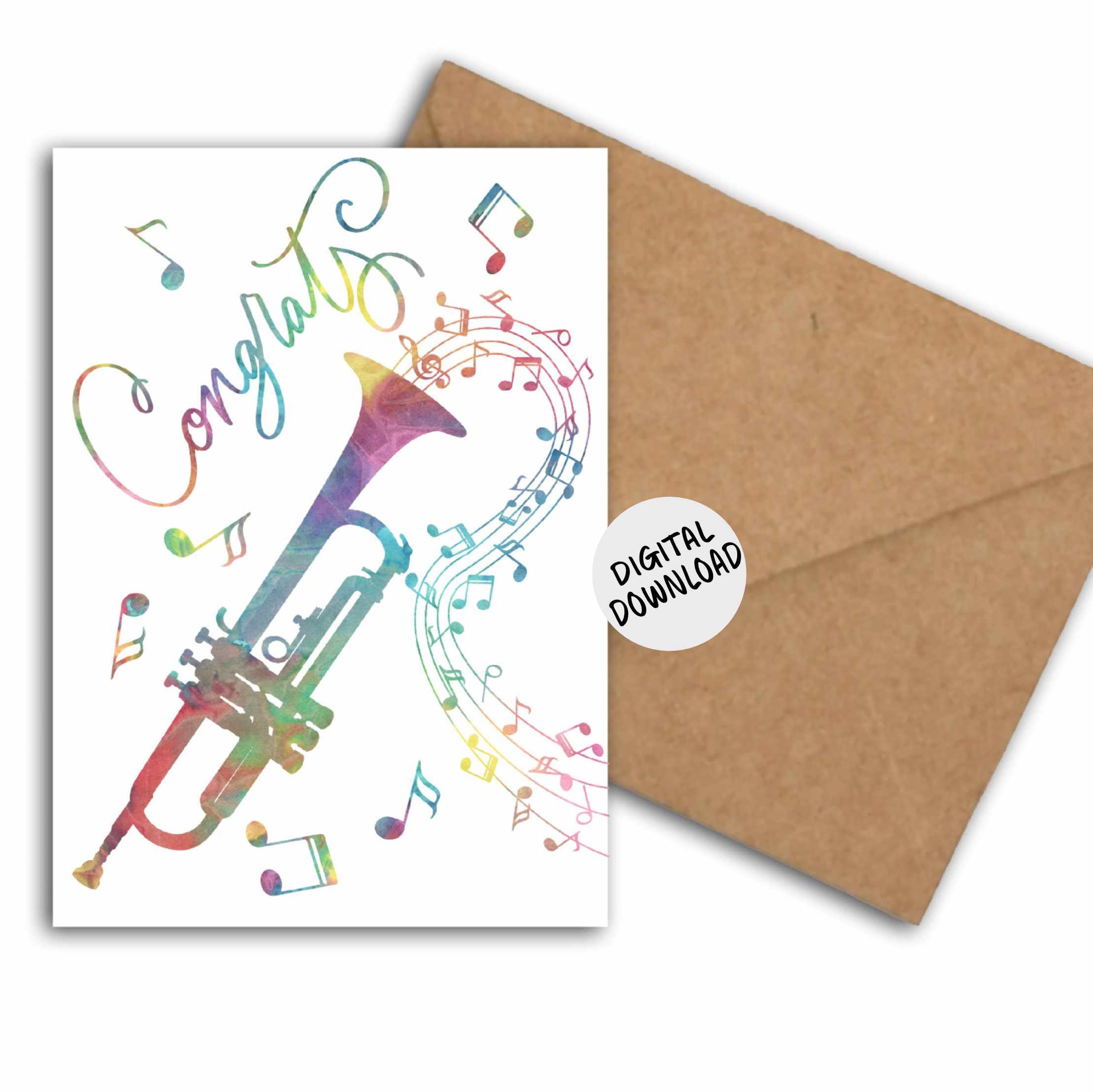 Trumpet Congratulations Card for Musician /music Lover /student ...