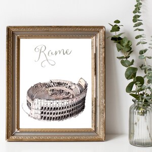 Rome / Italy Art Printable, Colosseum Wall Art - Watercolor City ...