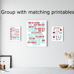 Food Sayings / Idioms Printable Kitchen Wall Art - Restaurant Decor ...