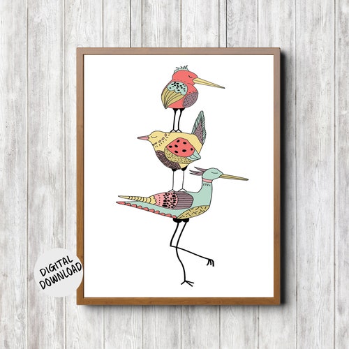 Three Birds Printable Wall Art Nursery / Kids Room Decor | Etsy