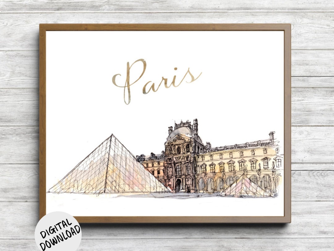 Printable Louvre Museum, Paris, France Wall Art - Historic Monument ...