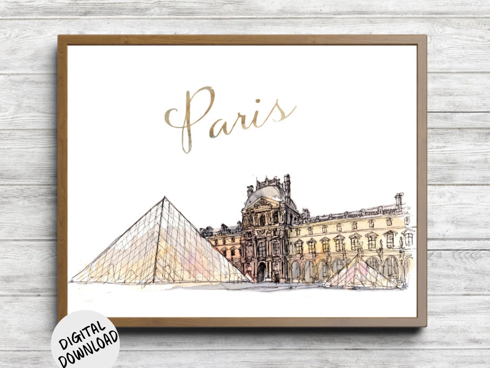 Printable Louvre Museum, Paris, France Wall Art - Historic Monument ...