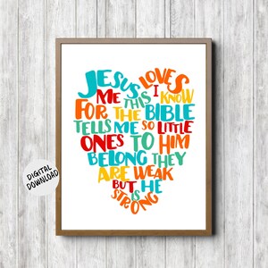 Printable Kids / Childrens Christian Hymn Wall Art - Jesus Loves Me ...