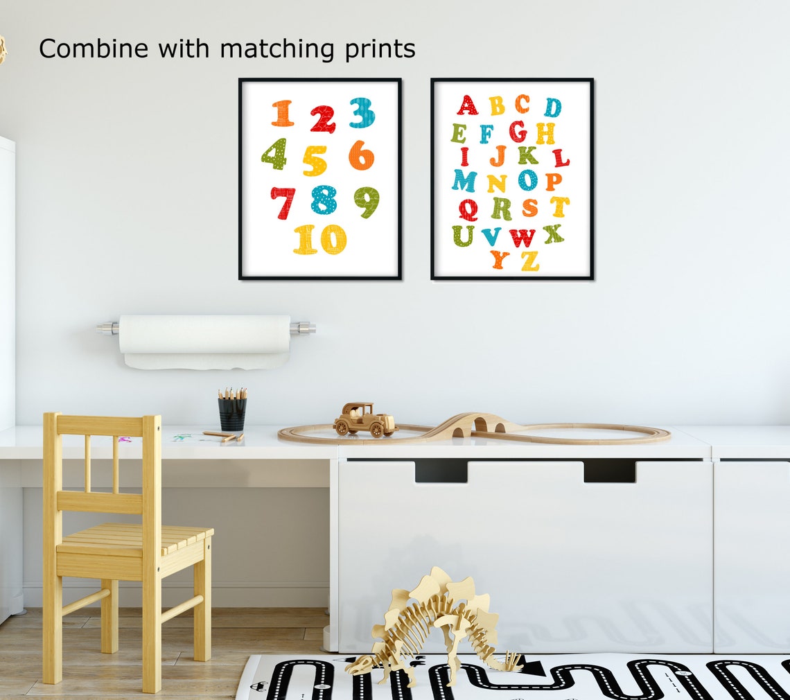Bright Educational Numbers Printable Nursery/ Kids Room Wall - Etsy UK