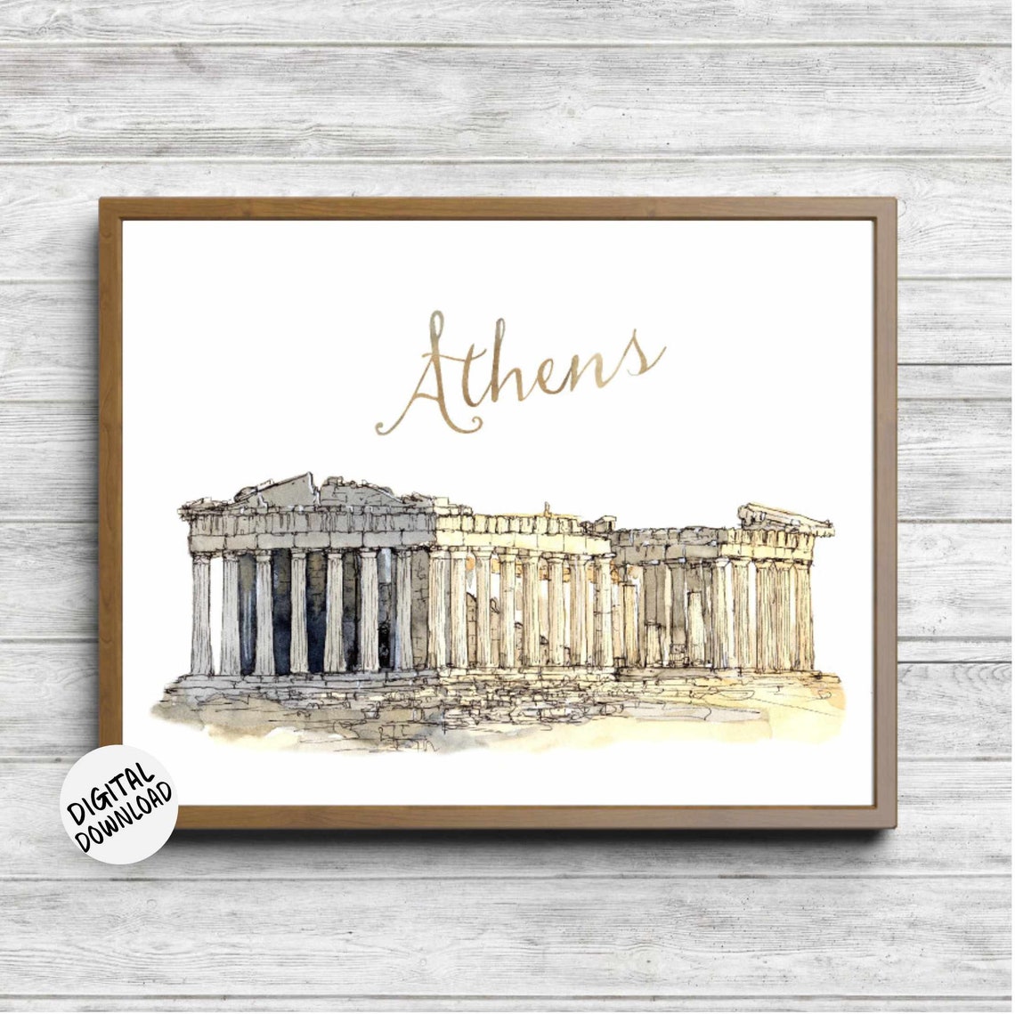 Parthenon / Acropolis Printable Wall Art Watercolor Athens | Etsy