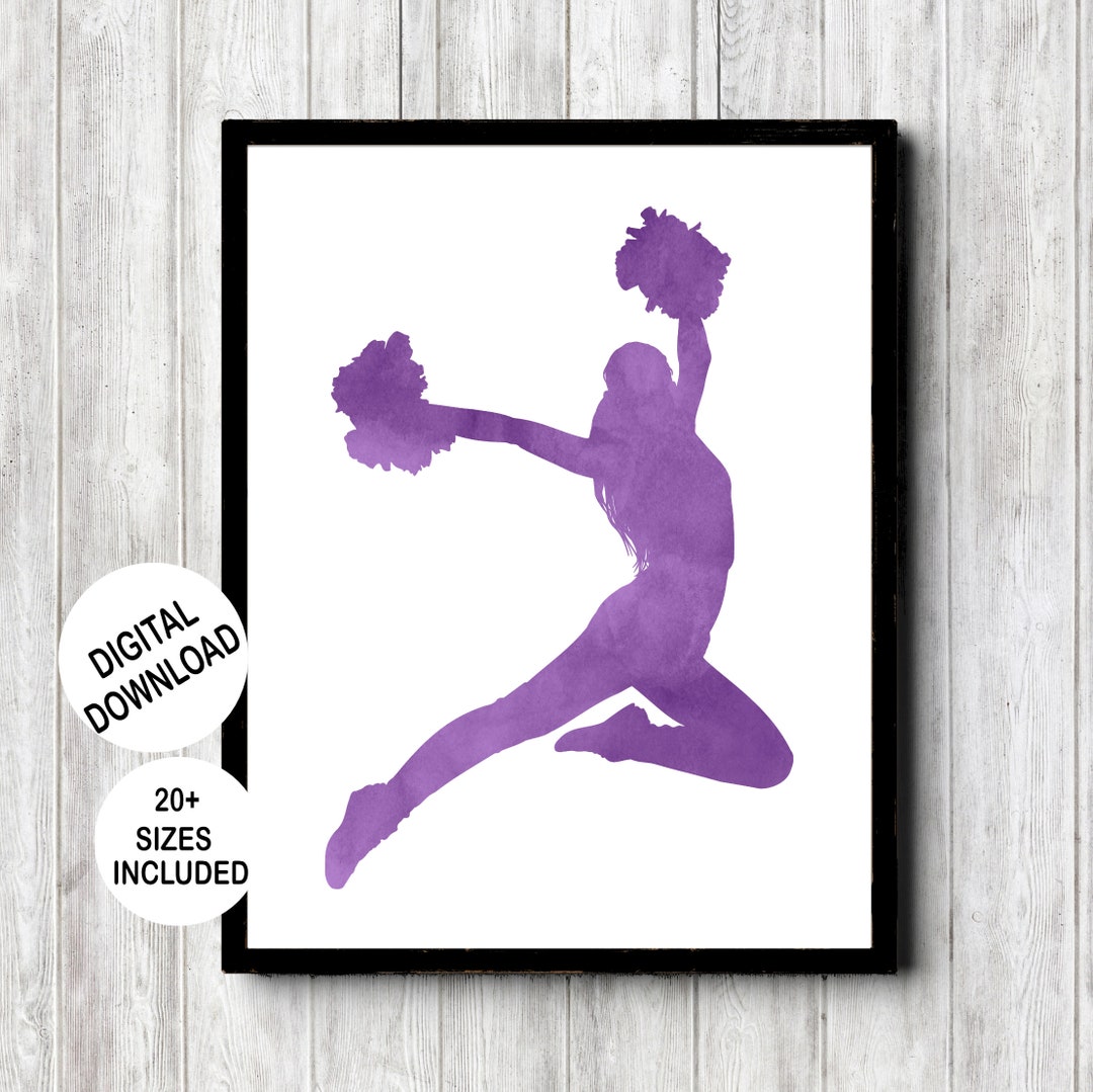 Purple Cheerleading Printable Poster, Cheer Coach Gift, Cheerleader ...