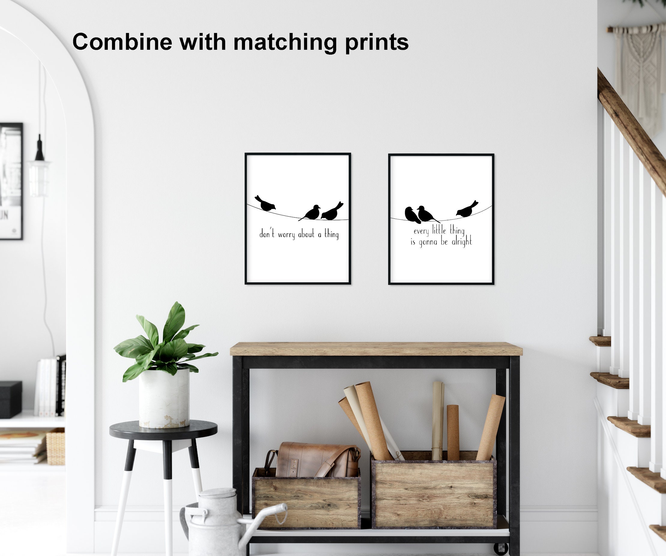 Three Little Birds Printable Wall Art 3 Birds on A Wire - Etsy
