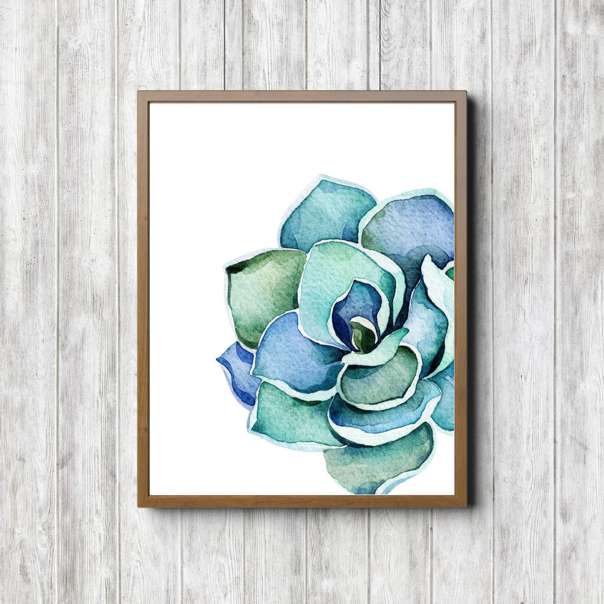 Watercolor Succulent Nursery /Office /Bathroom /Bedroom Wall | Etsy