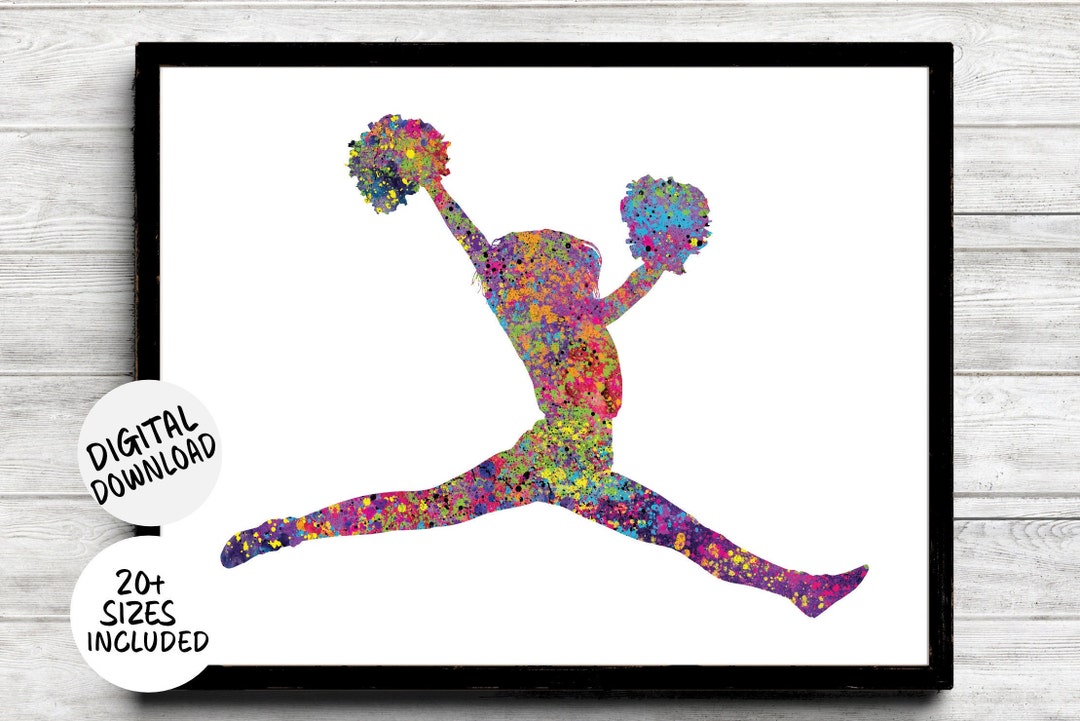 Cheer Silhouette Printable Cheerleading Print for College - Etsy