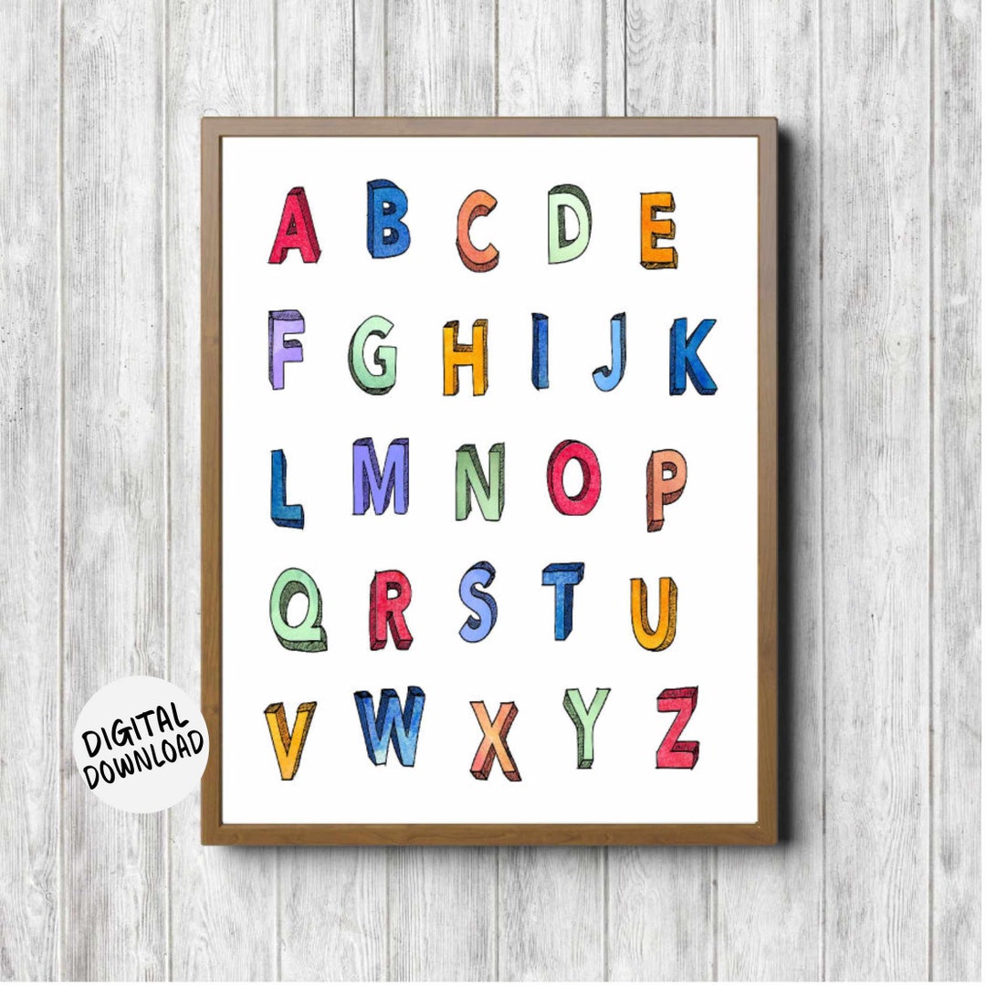Alphabet Printable Wall Art - Classroom Wall Decor - Watercolor ...